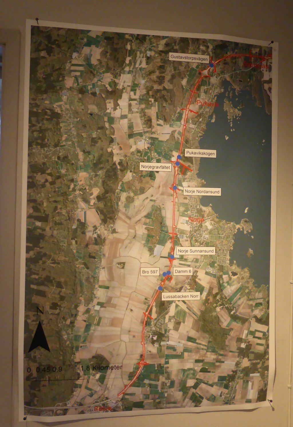 Karta över nya E22:ans sträckning – Ateljé Titoff